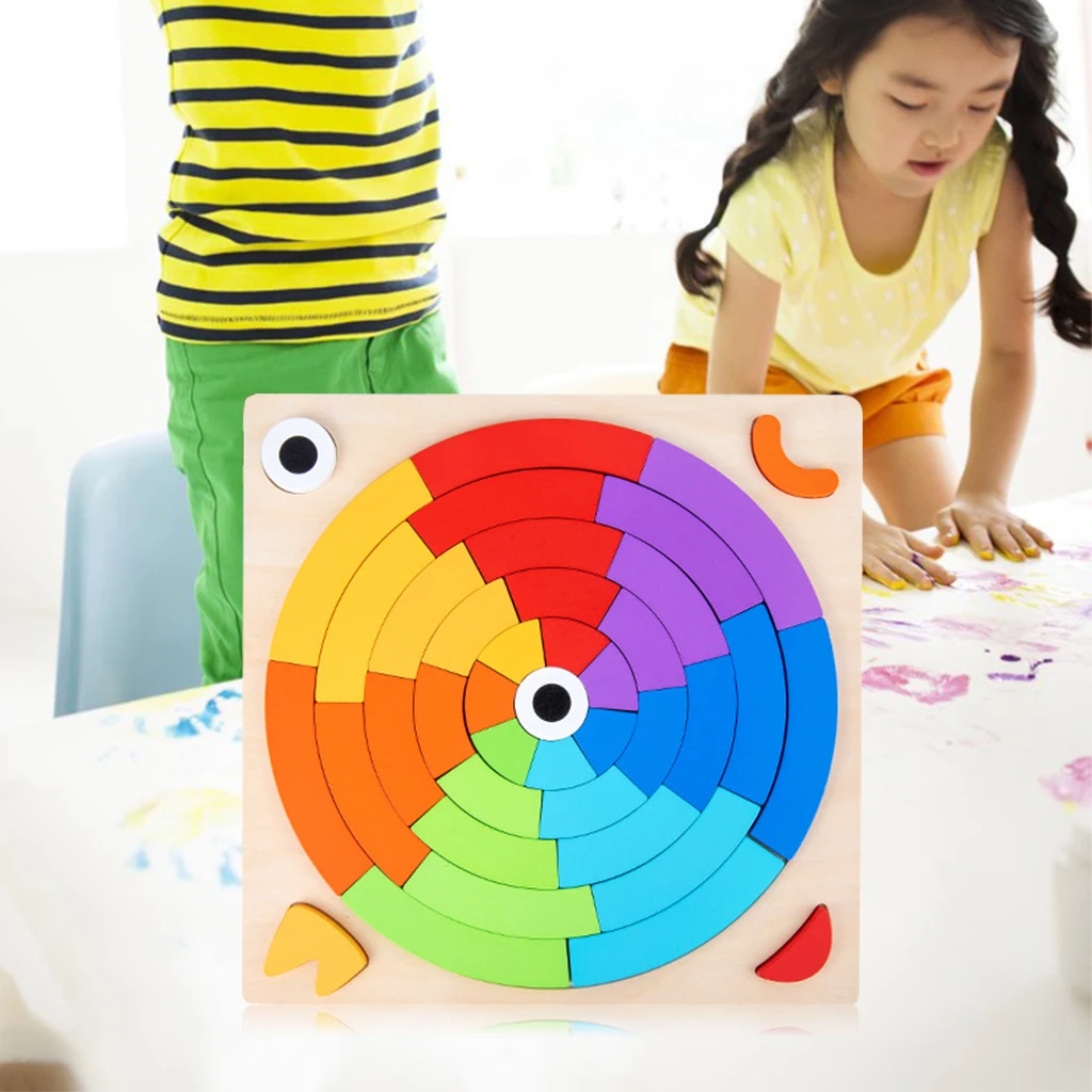 Building Blocks Wooden Rainbow Jigsaw Toys Stacking Stimulate ...