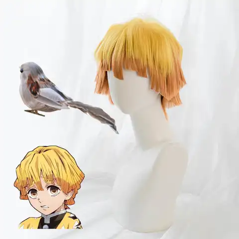 Zenitsu demon slayer wig - купить недорого | AliExpress