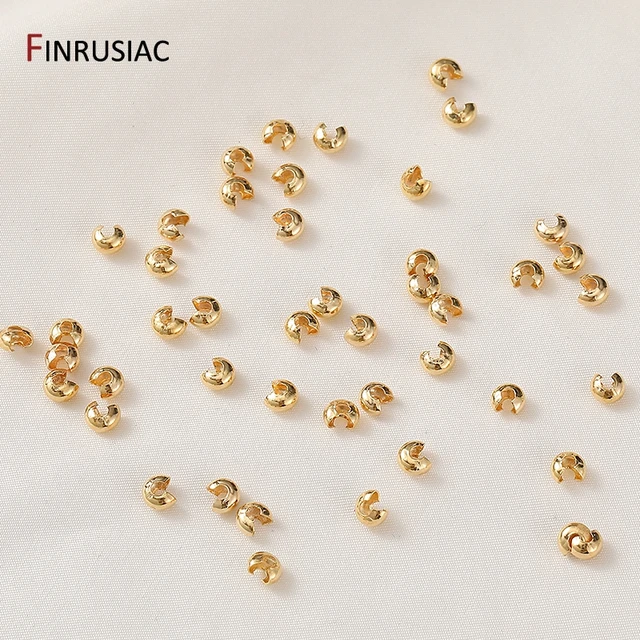 Бусины Крышки Кримпов,Обжимные бусины, позолоченные 18k, 3 мм, 4 мм, 5 ...
