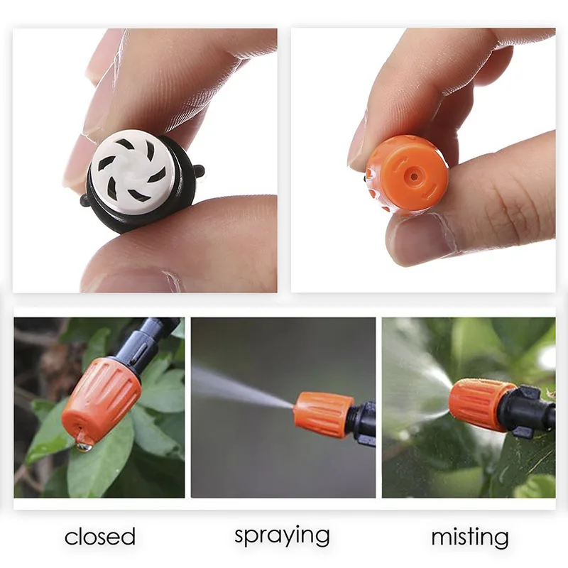 20PCS Microหยดชลประทานระบบรดน้ำSprayer Misting Atomizing SprinklerหัวฉีดDripper Hose Tee Garden ...