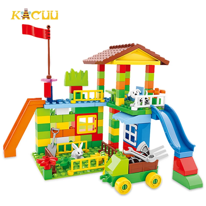 Big Size Building Blocks City House Amusement Park Assembly Bricks ...