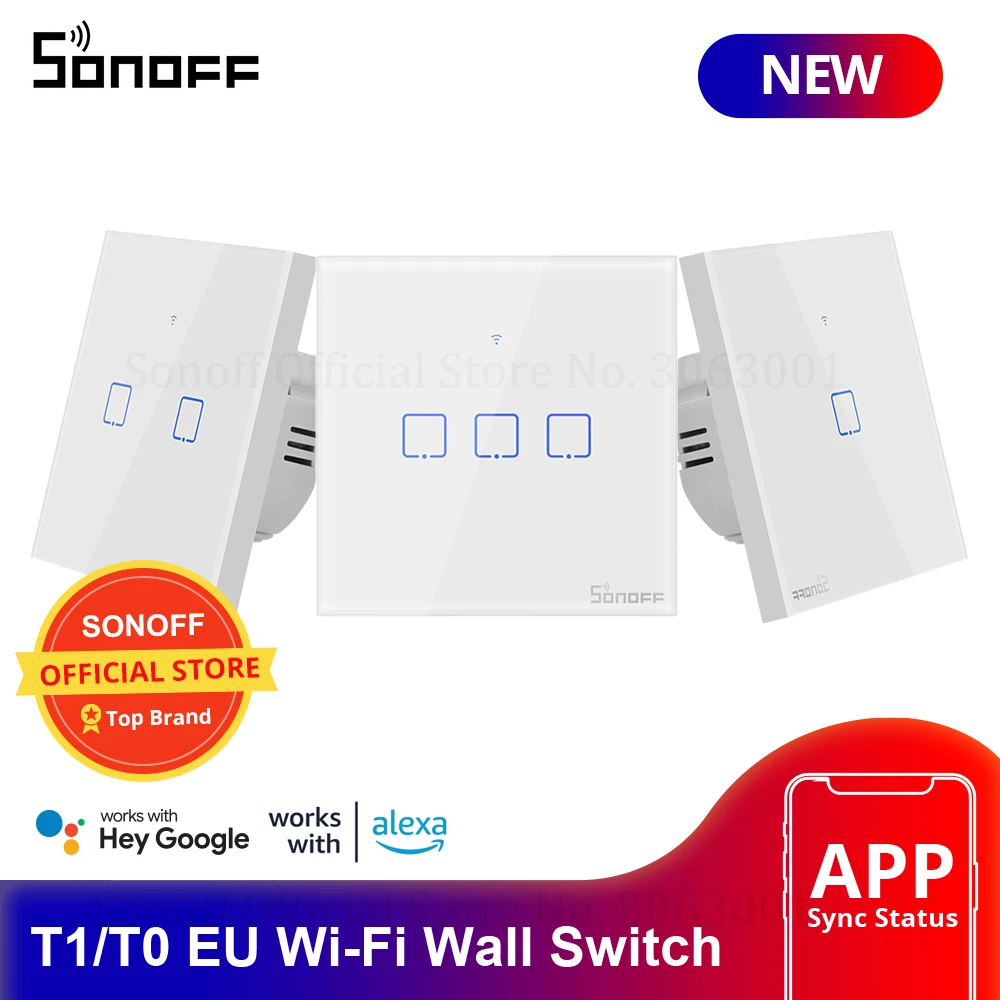 Умный настенный сенсорный выключатель Sonoff T0/T1 EU с поддержкой Wi ...
