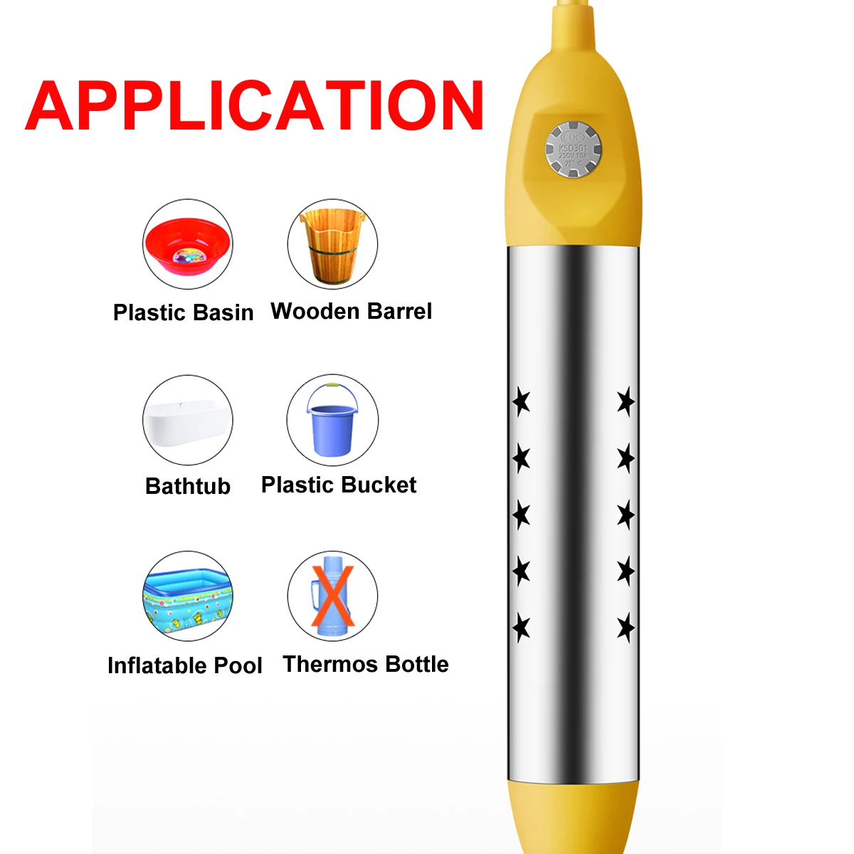 2500/2000W Electric Hot Water Heater Stick Boiler Portable Immersion ...