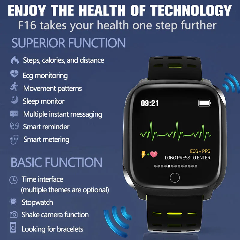 New ECG PPG Monitoring Smart Watch Fitness Tracker Sport Bracelet Blood ...