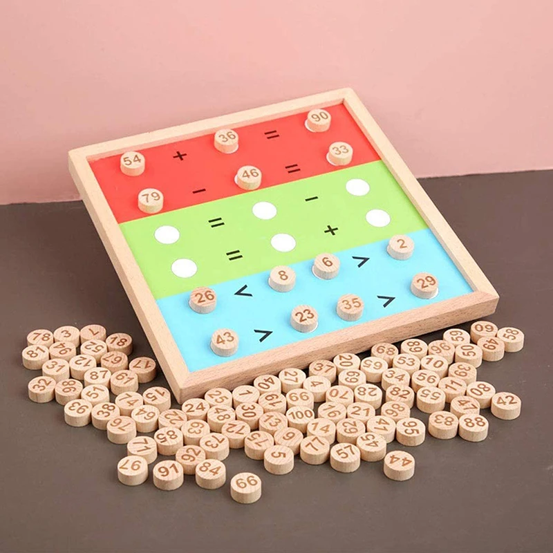 Early Educational 1 100 Digit Number Cognitive Wooden Counting Board 