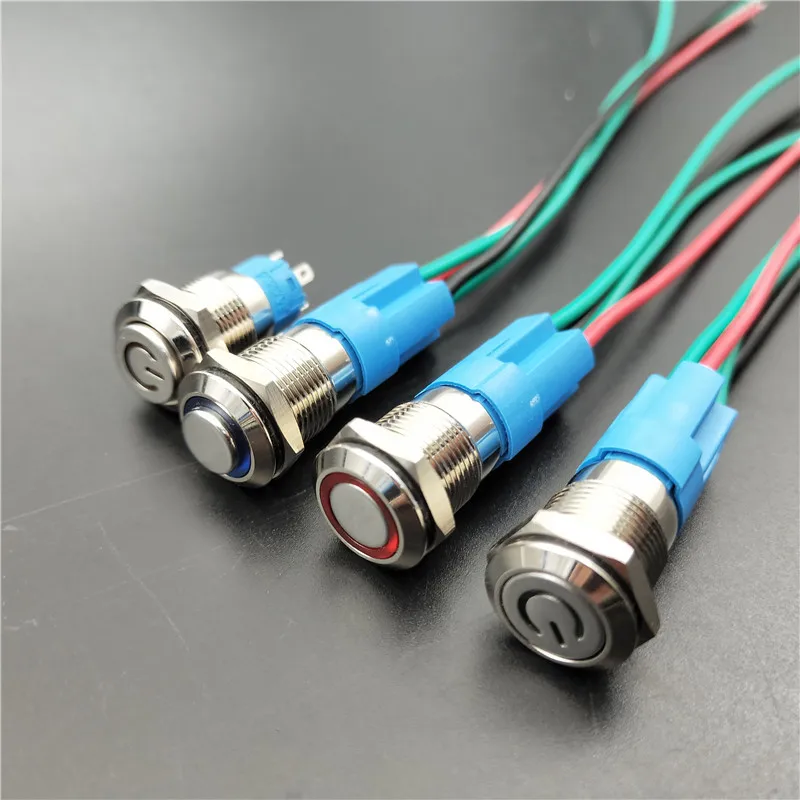 PBS-33A 12mm latching Small Waterproof Push Button Switch 250V 3A Round Red