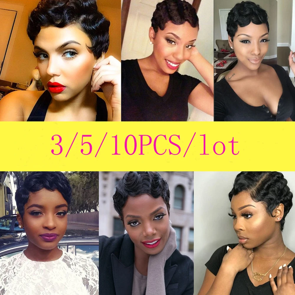 Short Finger Wave Wig - Short Bob and Pixie Cut Brazilian Human Hair ...