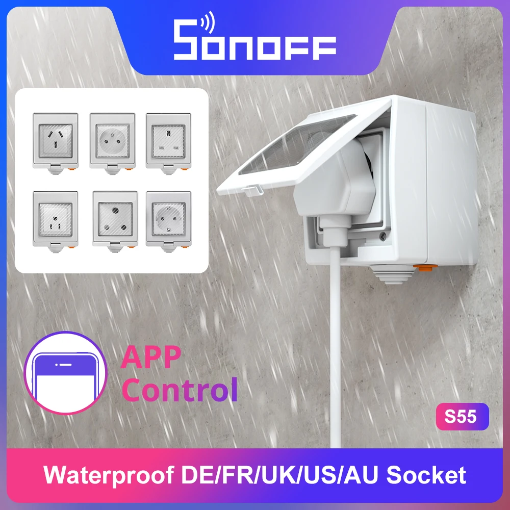 Водонепроницаемая умная розетка Itead Sonoff S55 | AliExpress