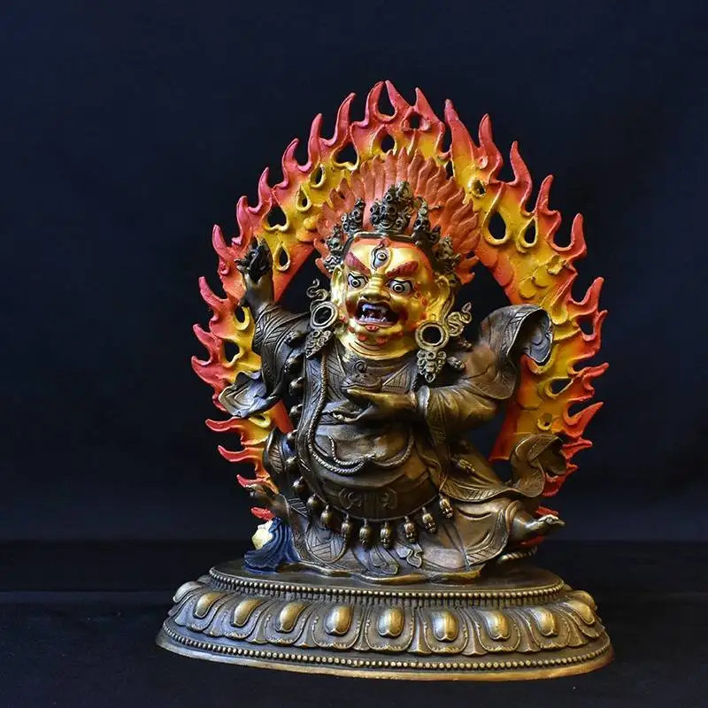 23CM tall good Buddha brass statue HOME family effective protection ...