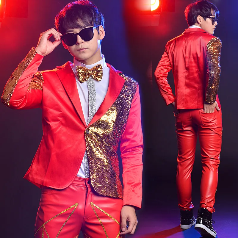 Men Suits For Wedding Suits With Pants Night Bar Sequin Costume Male ...