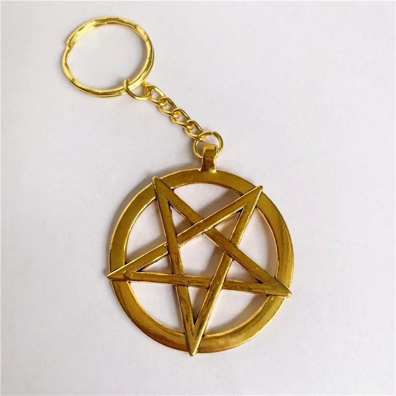 Inverted Pentagram Pendant Satanic Symbol Down Pentagram Keychain ...