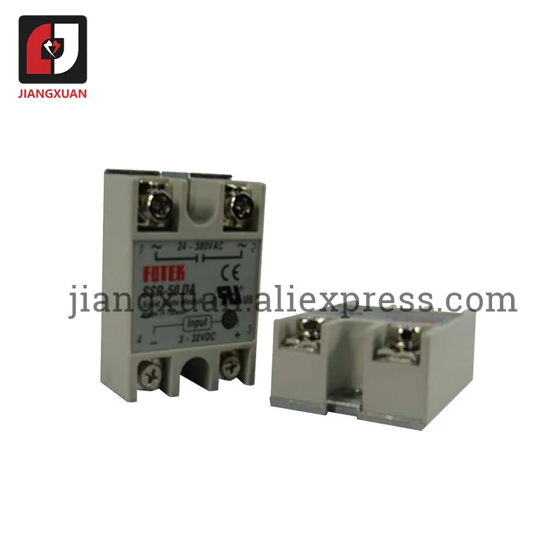 Industrial SSR-50DA 50amp 3-32VDC to 24-380VAC single phase dc-ac ssr ...