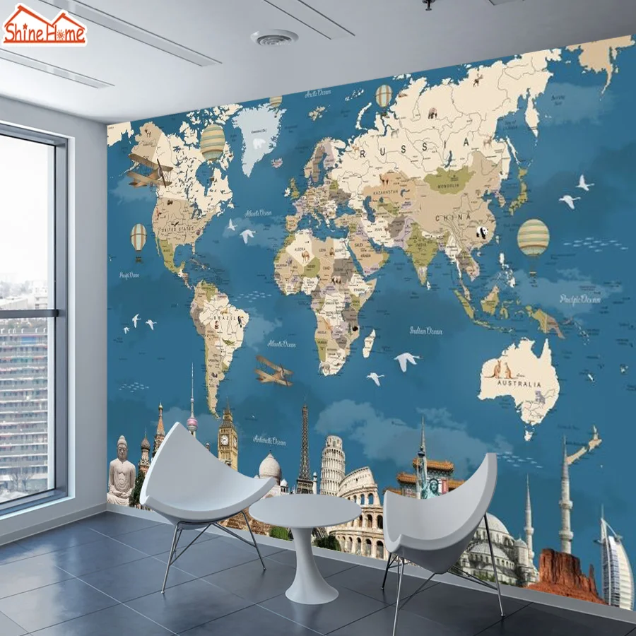 Custom Wall World Map House Living Room Kids Bedroom Decoration ...