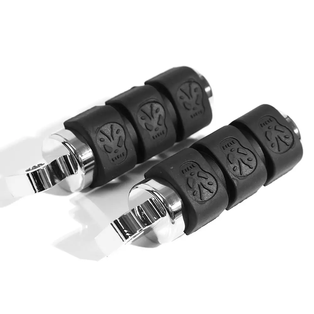 Chrome Skull Style Billet Aluminum&Rubber Footpegs For Harley Sportster ...