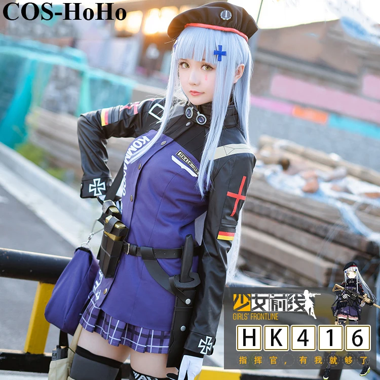 COS-HoHo аниме-игра для девочек Frontline HK416 фиолетовый боевой костюм готическая униформа ...