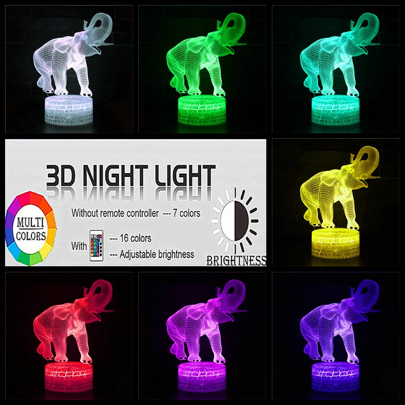 Creative 3D Night Light Animal Series Acrylic Desktop Night Light Boy ...