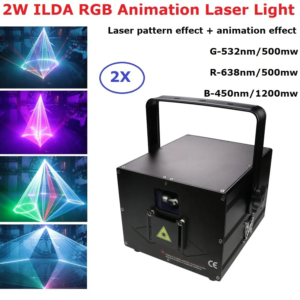 2W DMX ILAD RGB Animation Laser Projector Scanner Professional Stage ...