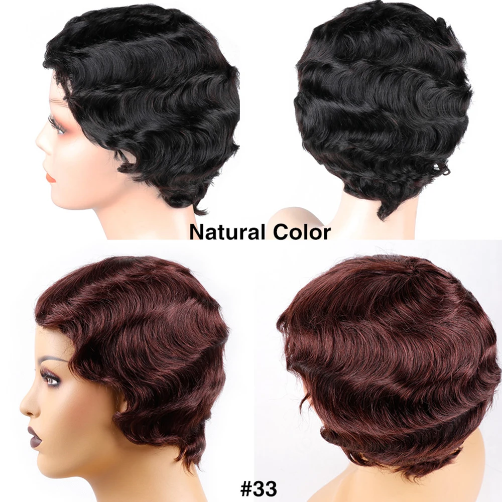 Short Finger Wave Wig - Short Bob and Pixie Cut Brazilian Human Hair ...