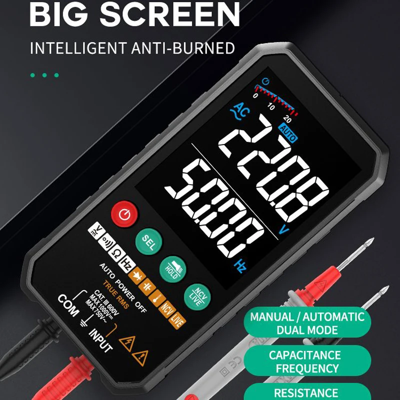 Professional High Precise 6000 counts 1000V AC DC Digital Multimeter ...