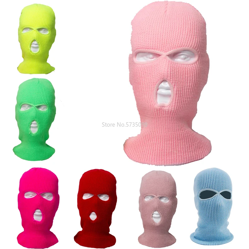 Зимняя теплая маска на все лицо лыжная велосипедная Балаклава с 3 отверстиями капюшон