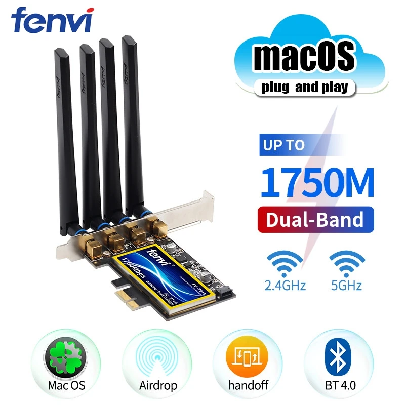 Fenvi T919 1750Mbps PCIe Desktop Wifi Card BCM94360 For MacOS Hackintosh 802.11AC