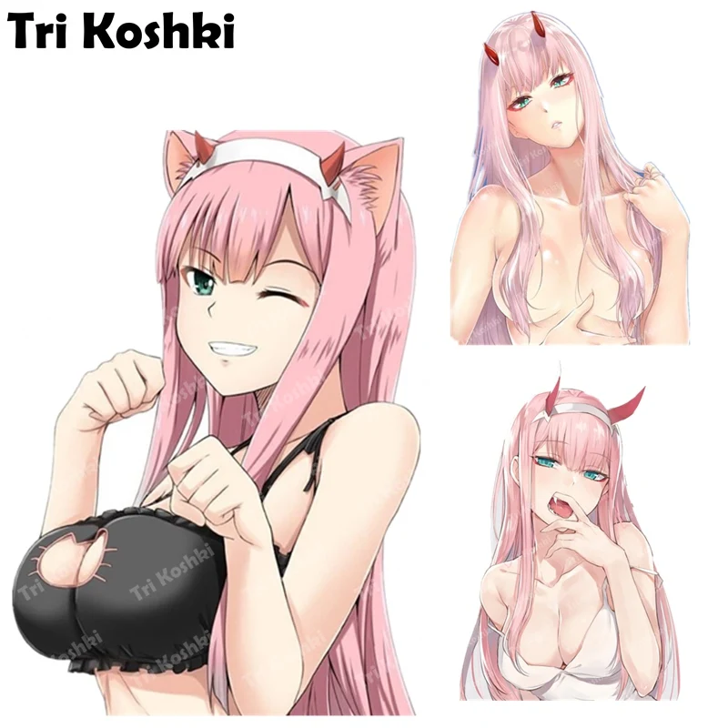 Наклейка на бампер автомобиля Три кошки KCS173 аниме сексуальный милый во франксе Zero Two ...