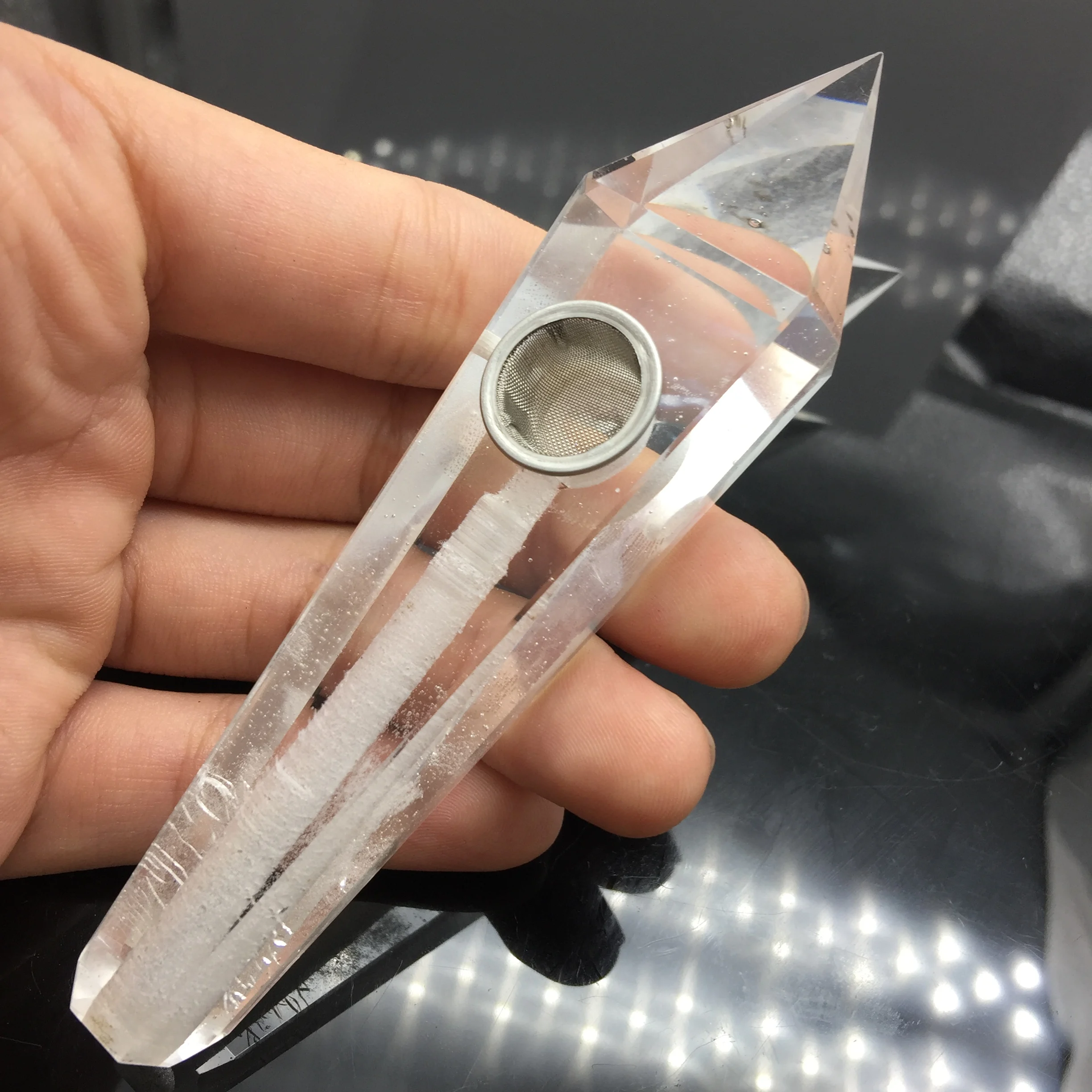 1pcs Natural Quartz Crystal Smelting Stone Smoking Pipe to Heal Crystal ...