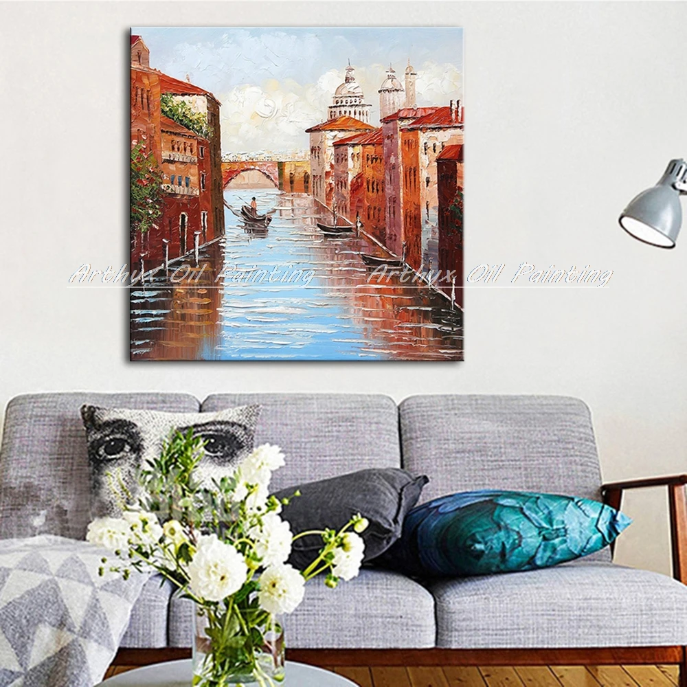 Handpainted Thick Texture Landscape Oil Painting On Canvas Venice The ...