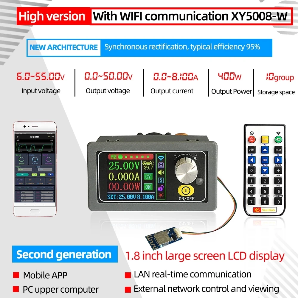 Понижающий преобразователь постоянного тока XY5008, CC CV 0-50 в 8A 400 ...