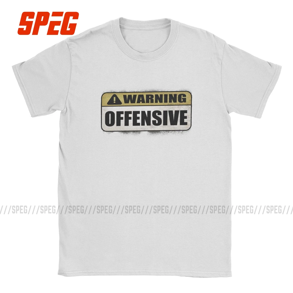 Men's Crewneck Cotton T-Shirt with Creative Offensive WARNING Design ...