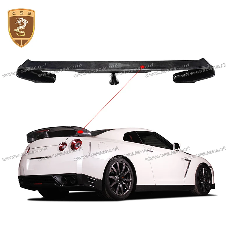 real carbon fiber rear wing spoiler fit GTR GT-R R35 OEM style dry ...
