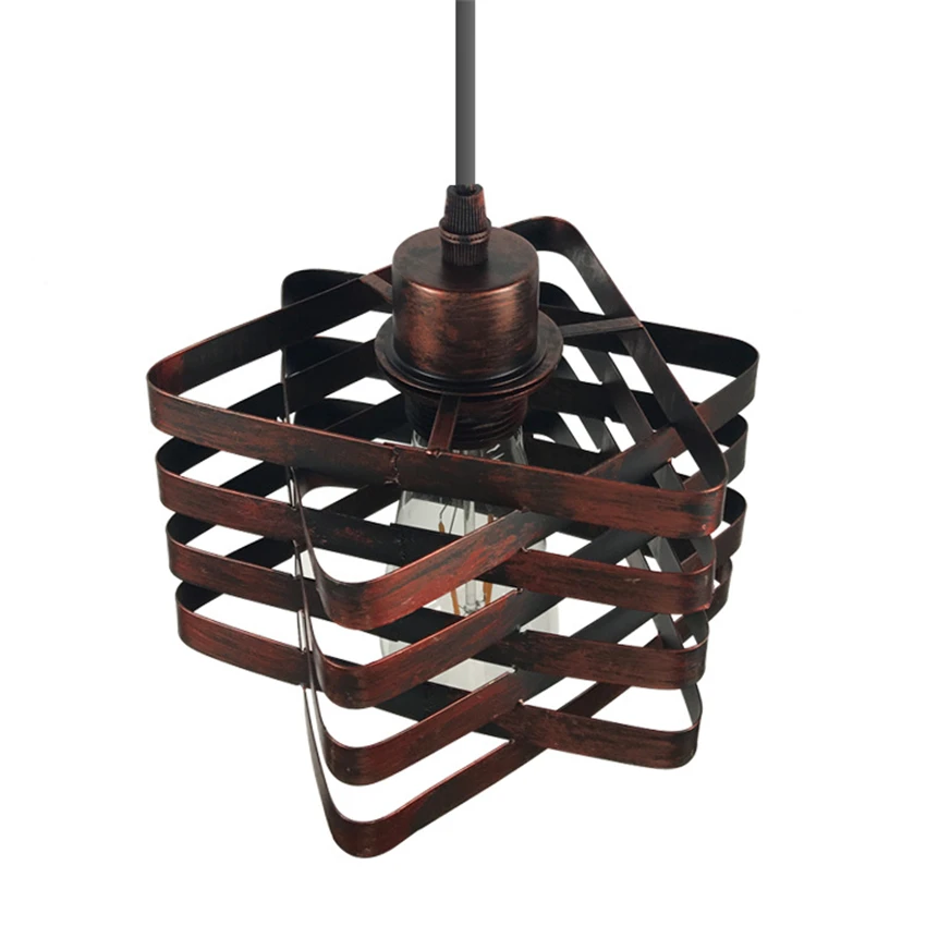 Rusty Cage Iron Pendant Lights Bedroom American Loft Living Room ...