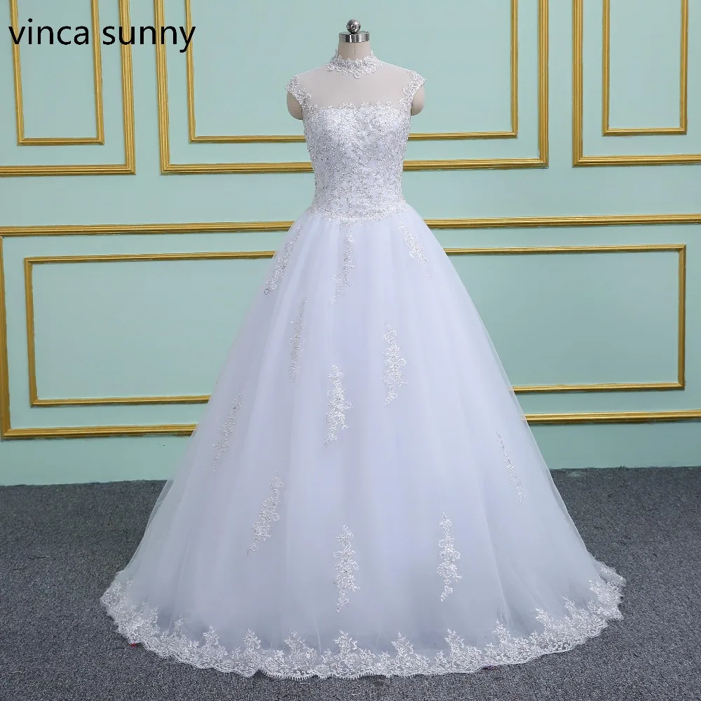 2021 Vestidos 15 anos Princess High Neck Sheer Crystals Beading Chain ...