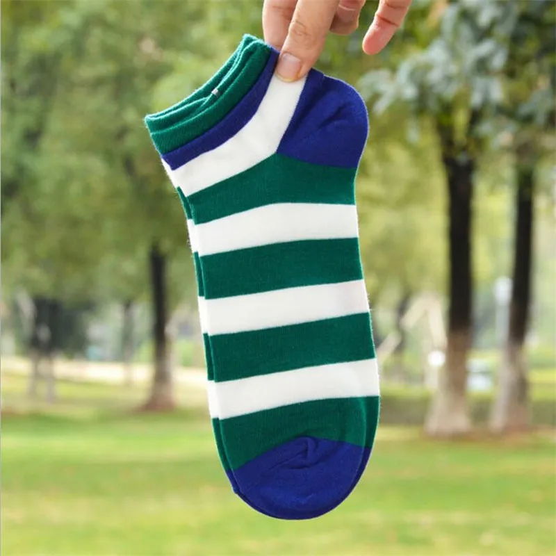 Affordable Cotton Men's Ankle Socks – Stylish Striped Design for Spring ...