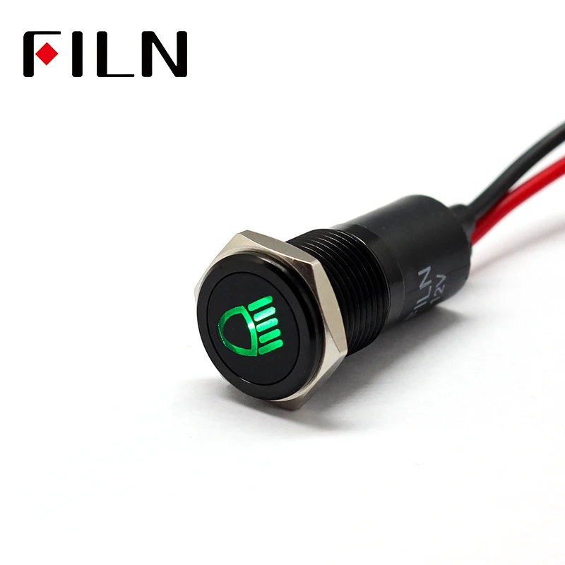 FILN 14mm Car dashboard Power symbol led red yellow white blue green ...