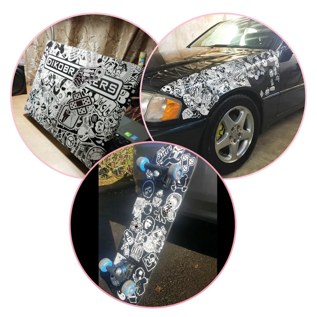 100 pcs Black and White Random Sticker Punk Graffiti Rock Funny ...