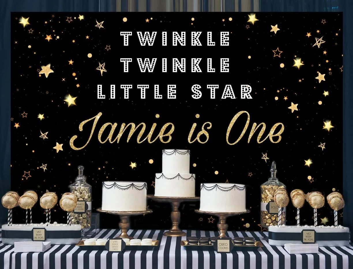 custom twinkle twinkle little star birthday black photo backdrop High ...