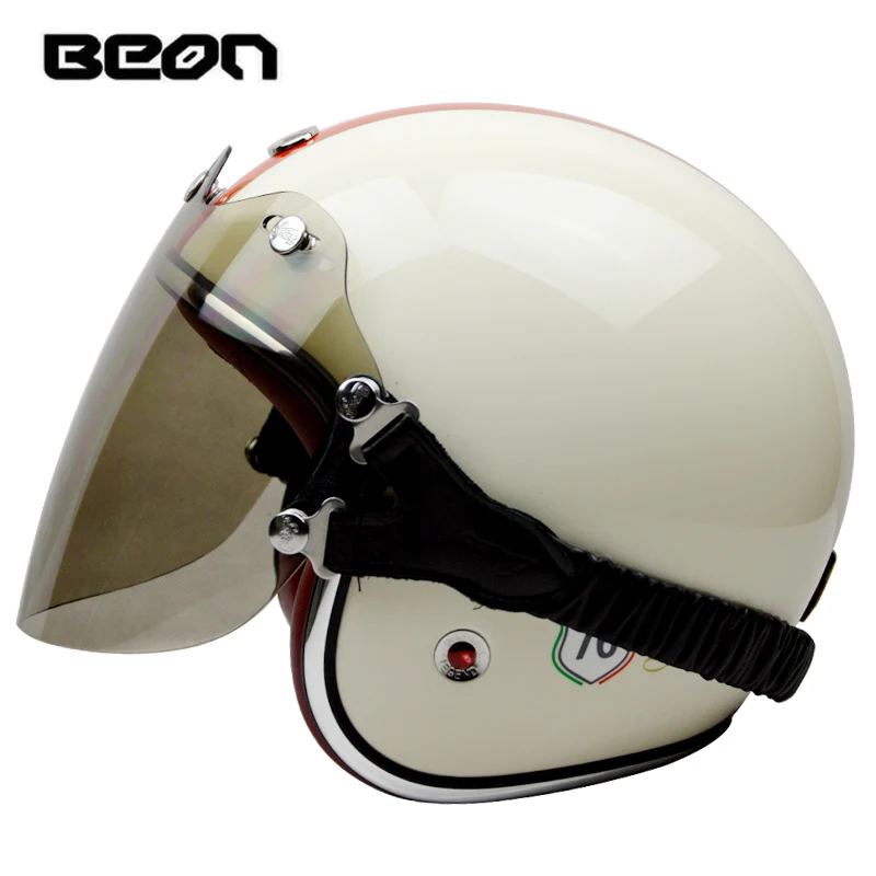 BEON retro style motorcycle helmet 3/4 open face helmet of Fiber ...