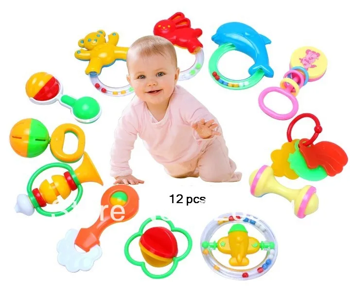 12pcs set Super big milk bottle baby rattles toys set combination newborn baby toy style kid baby mobile bed bell toy for baby AliExpress
