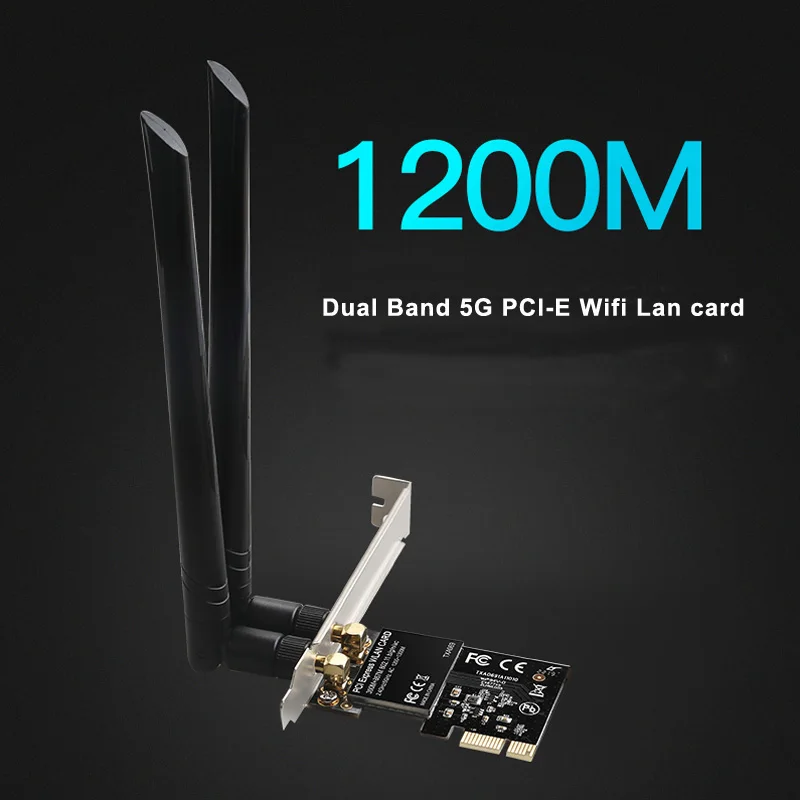 Двухдиапазонный 5G 1200 Мбит/с PCIe WIFI беспроводная сетевая карта PCI Express Wi-Fi адаптер ...