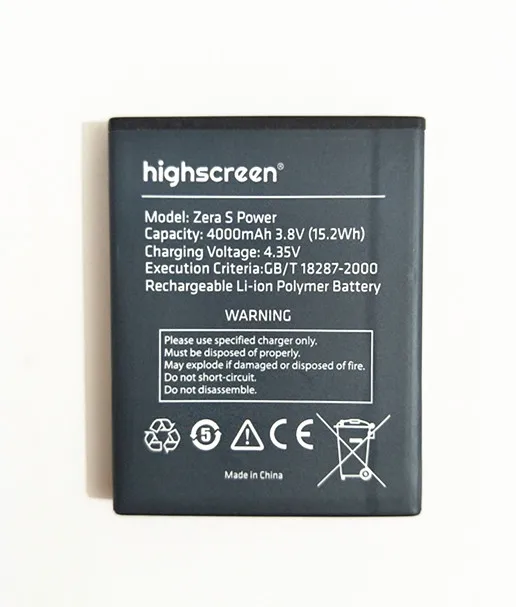 Аккумулятор AZK Zera S 4000 мАч, Сменный аккумулятор для Highscreen Zera S Power DEXP XL145 ...