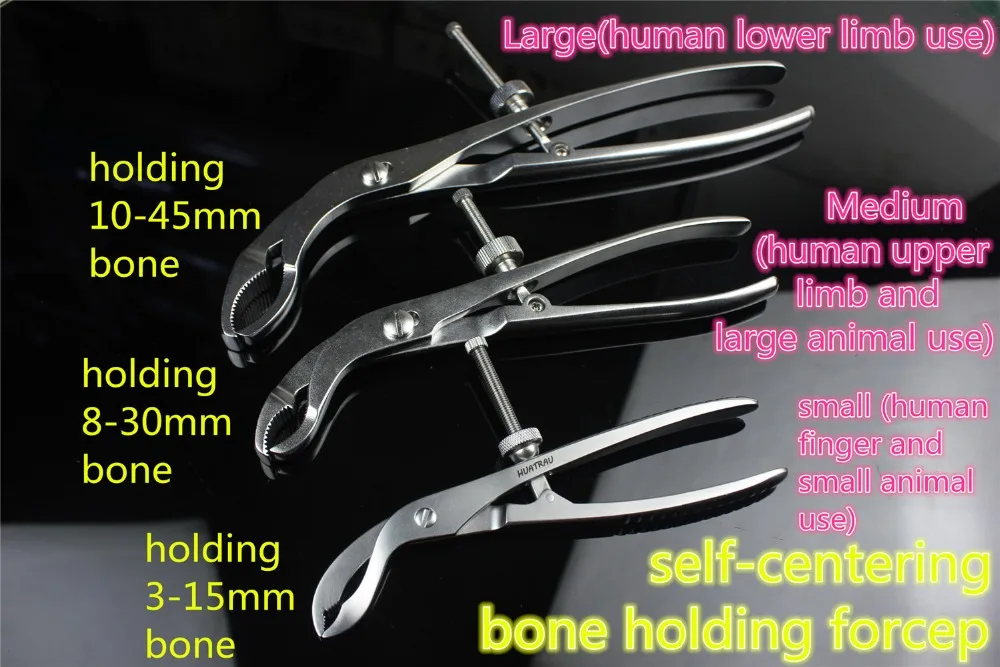 Medical orthopedic instrument self centering bone holding forcep finger ...
