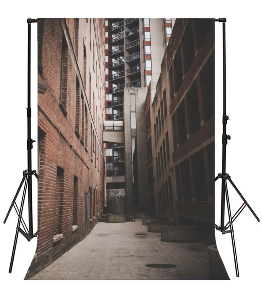 Laeacco Brick House Alley Tower Portrait Scene Photographic Backgrounds ...