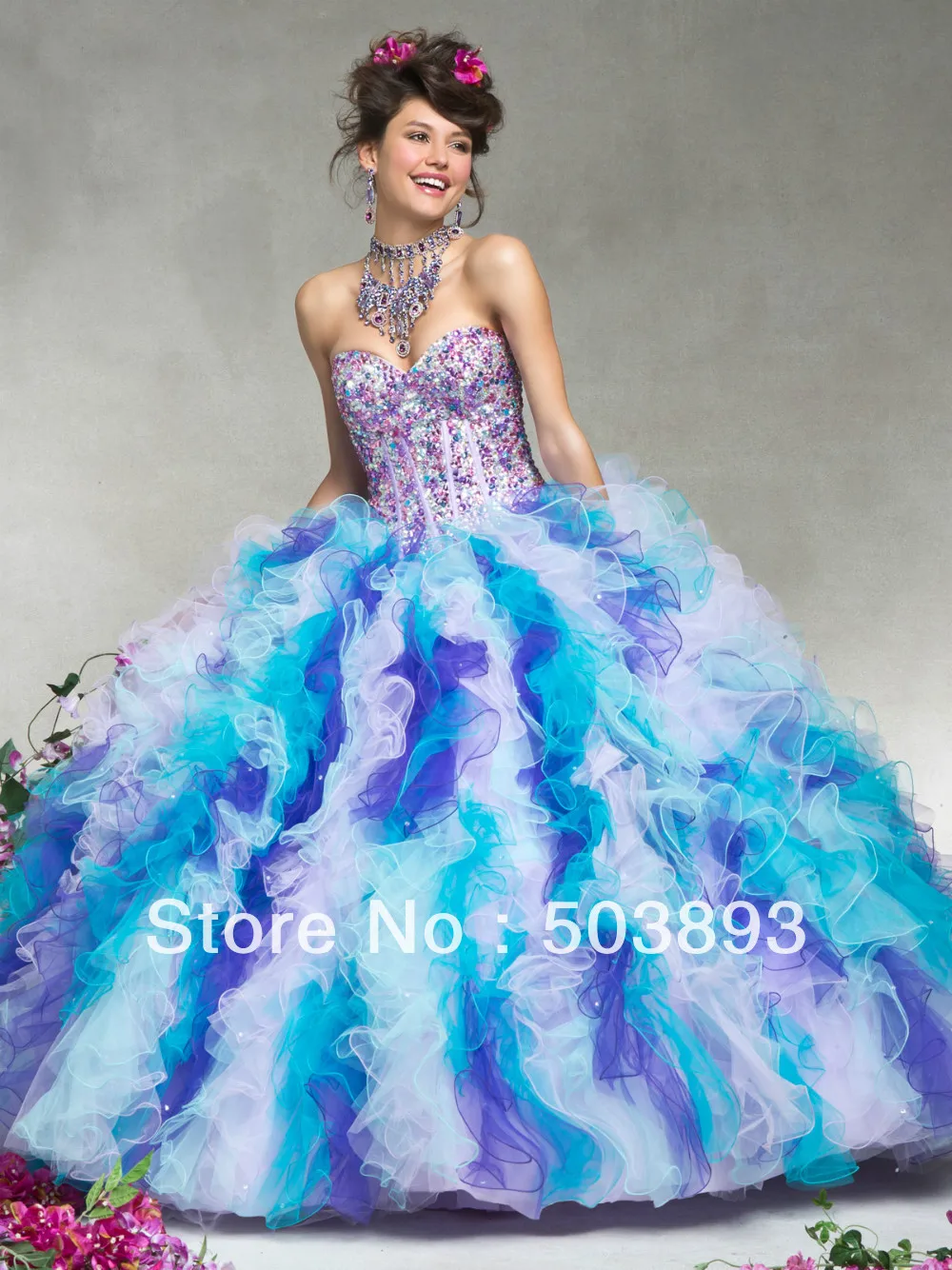 Teal And White Quinceanera Dresses