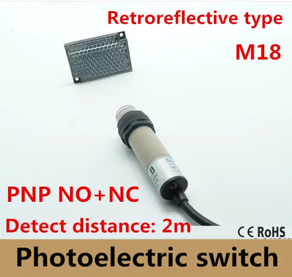 M18 Retroreflective type PNP NO+NC DC 4 wires photoelectric switch ...