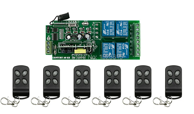 85v~250V 110V 4CH RF Wireless Remote Control Relay Switch Security ...