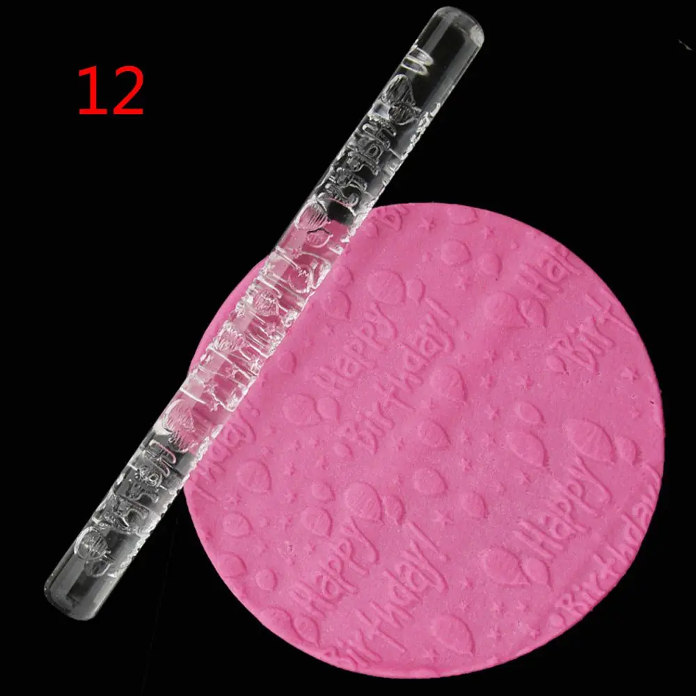 1PC Acrylic Rolling Pin Designed Fondant Cake Impression Rolling Pin ...