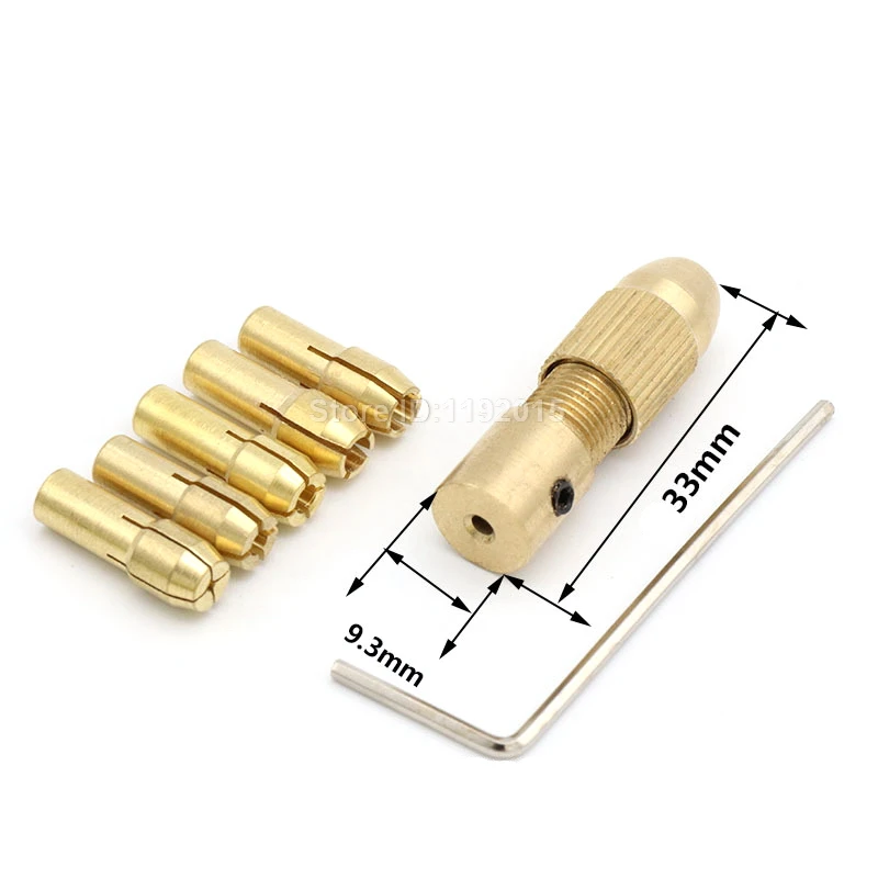 7pcs 0.5-3mm Brass Electric Motor Shaft Clamp Chuck Drill Micro Collets ...
