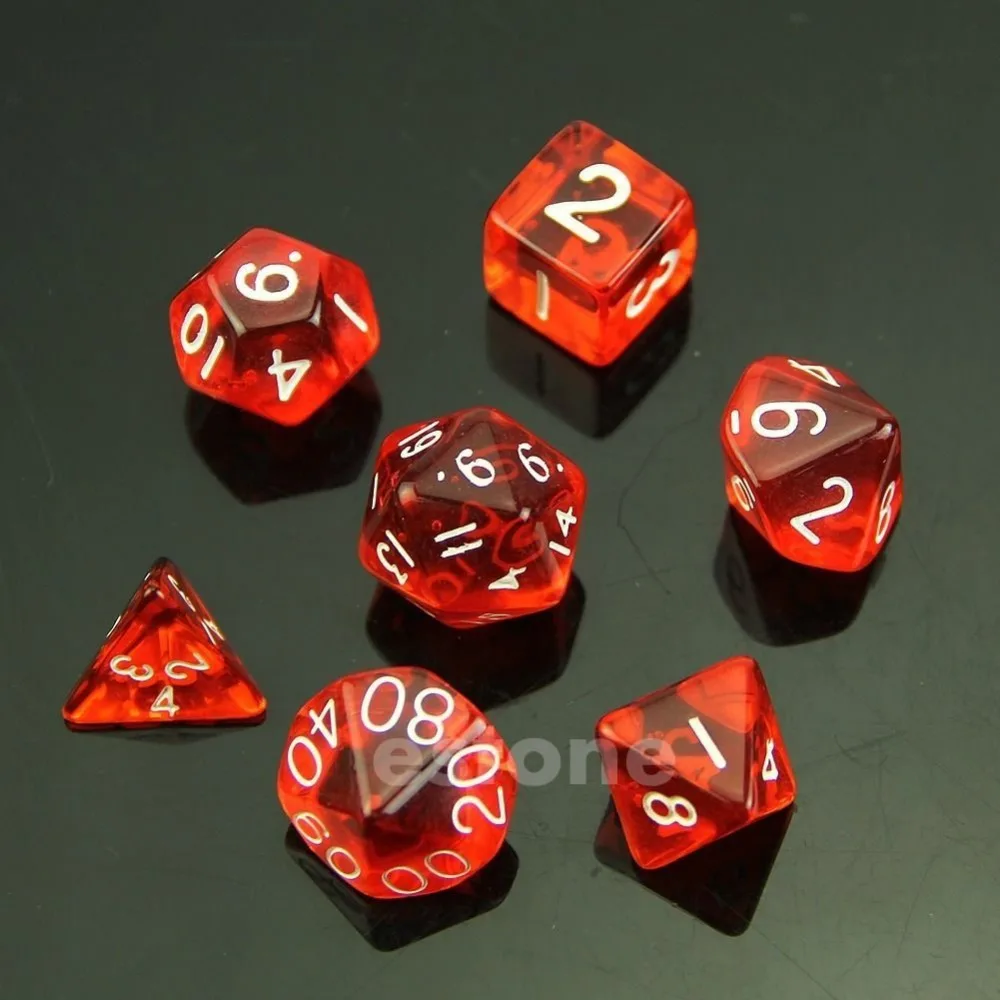 1 Set of 7-Sided Dice: D4, D6, D8, D10, D12, D20 for Board Game Dice