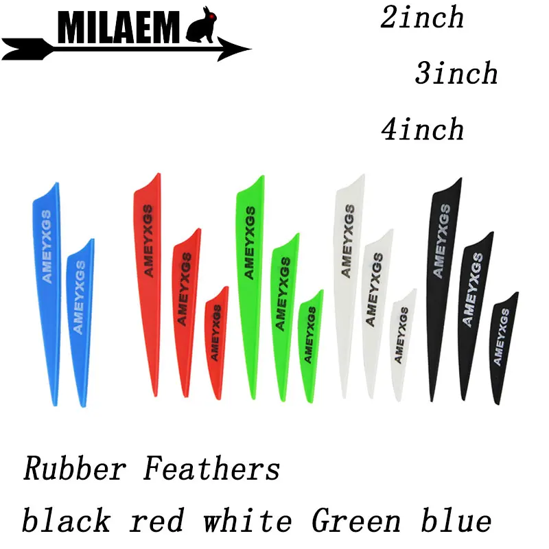 100pcs 2/3/4inch Archery Rubber Feather Shield Feather Fletching ...